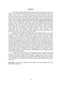 IMPLEMENTASI PENGENALAN POLA PADA PENGUJIAN KEASLIAN TANDA TANGAN MENGGUNAKAN METODE SUPPORT ...